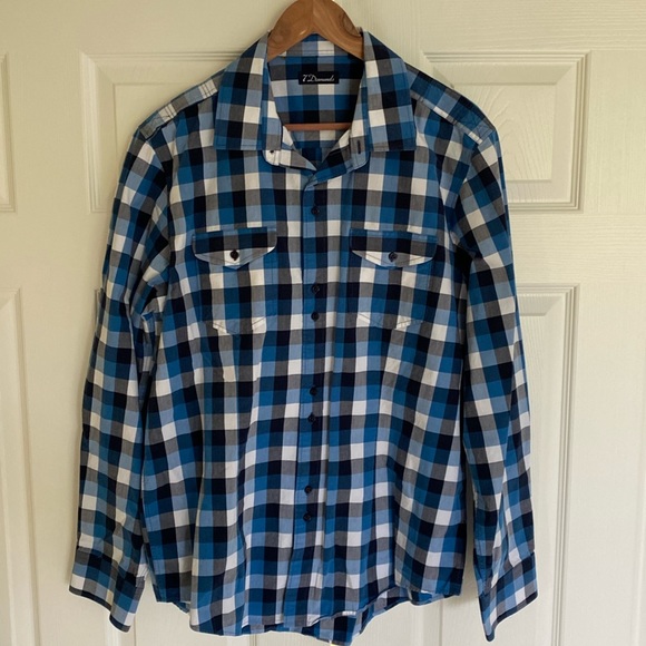 7 Diamonds | Shirts | 7 Diamonds Mens Long Sleeve Collared Shirt Blue ...